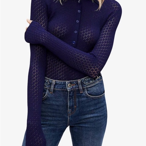 Maje | Tops | Maje Navy Blue Sheer Knit Body | Poshmark